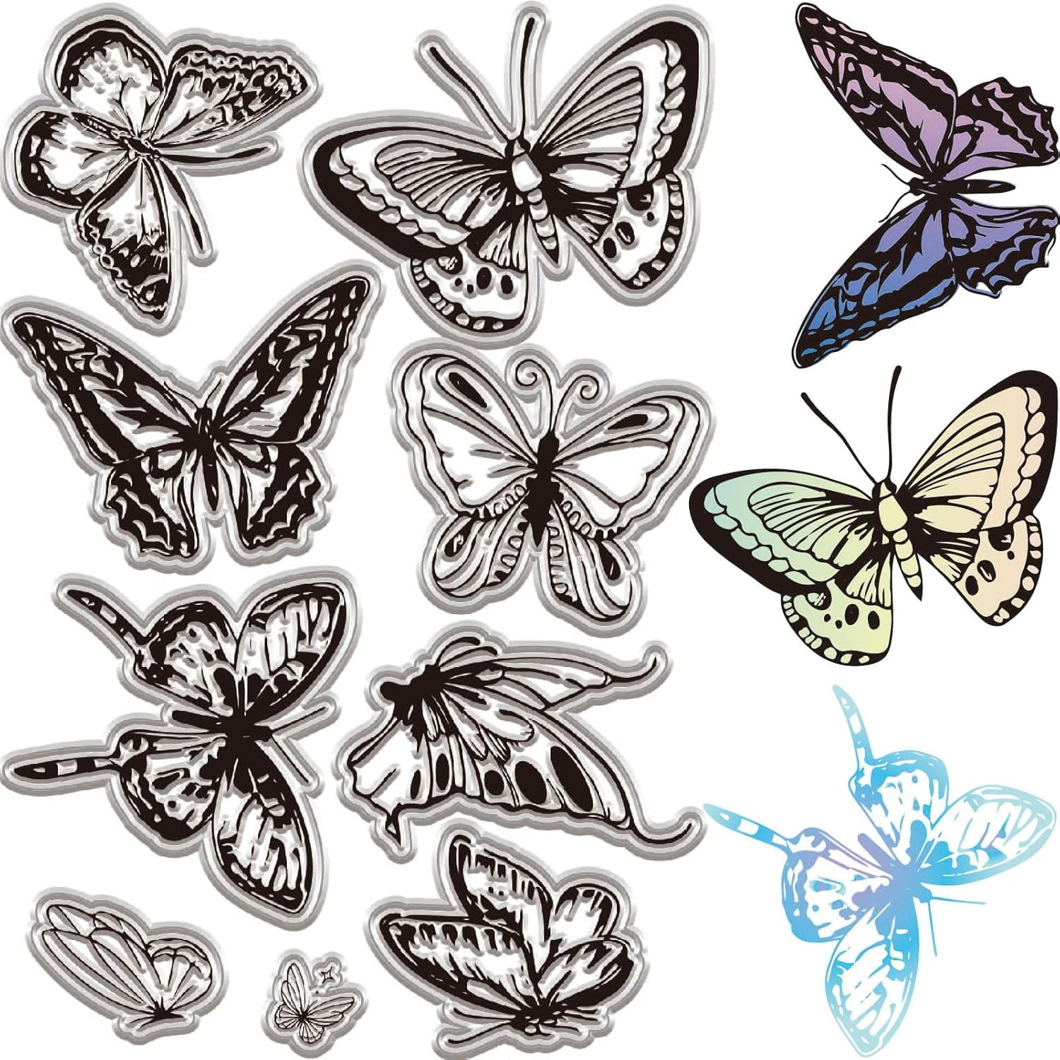 Butterfly Clear Stamps Rubber Stamps Transparent Vintage Stamp Reusable ...