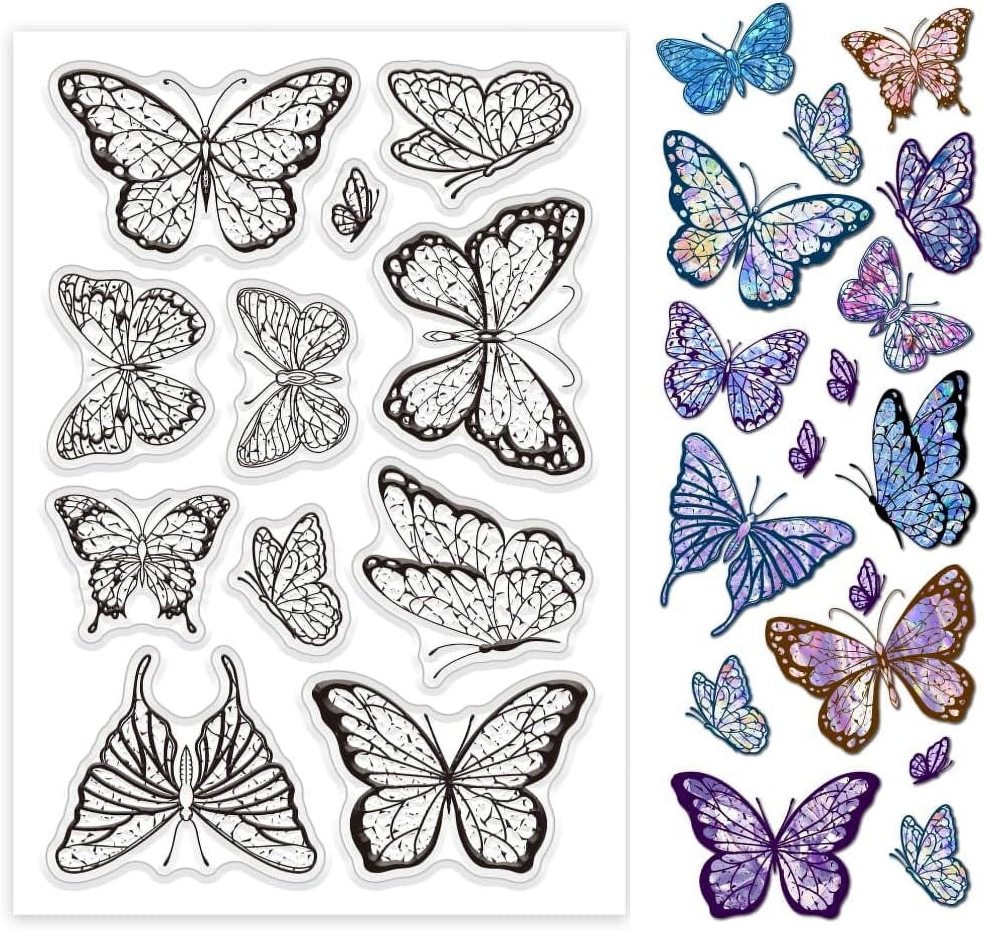 Butterfly Clear Stamps Silicone Stamp for Scrapbooking Vintage Rubber ...