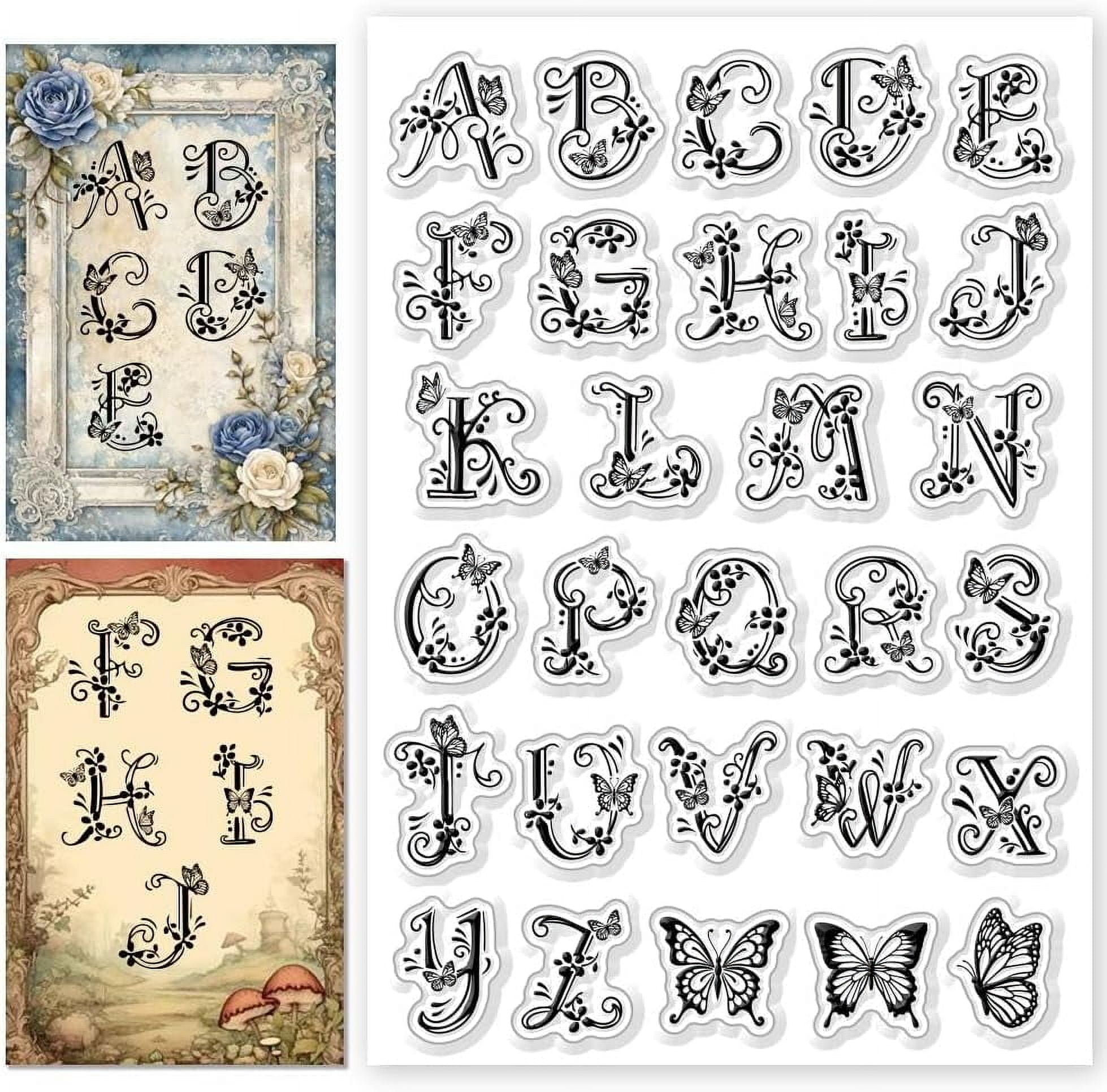 Butterfly Clear Stamps Vine Letters Silicone Transparent Stamp Silicone ...