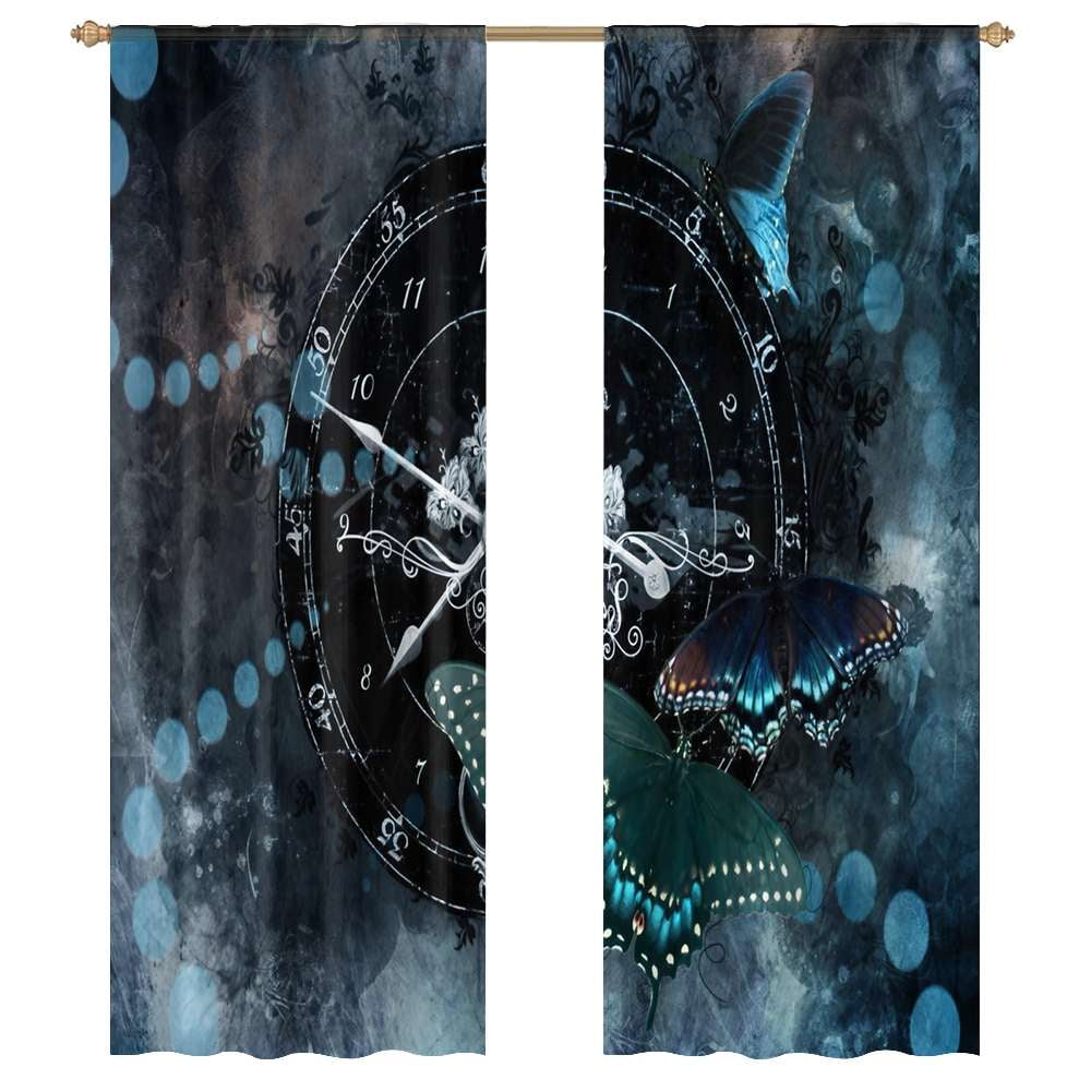 Butterfly Clock Modern Tulle Window Curtains for Living Room Luxury ...