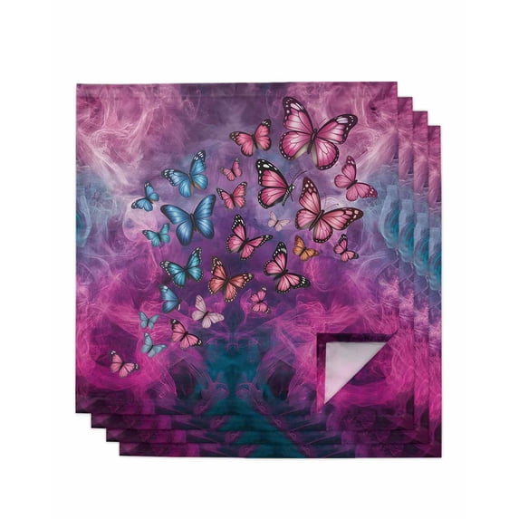 Butterfly Cloth Napkins Set of 4 Reusable Dinner Napkins, Purple Blue ...