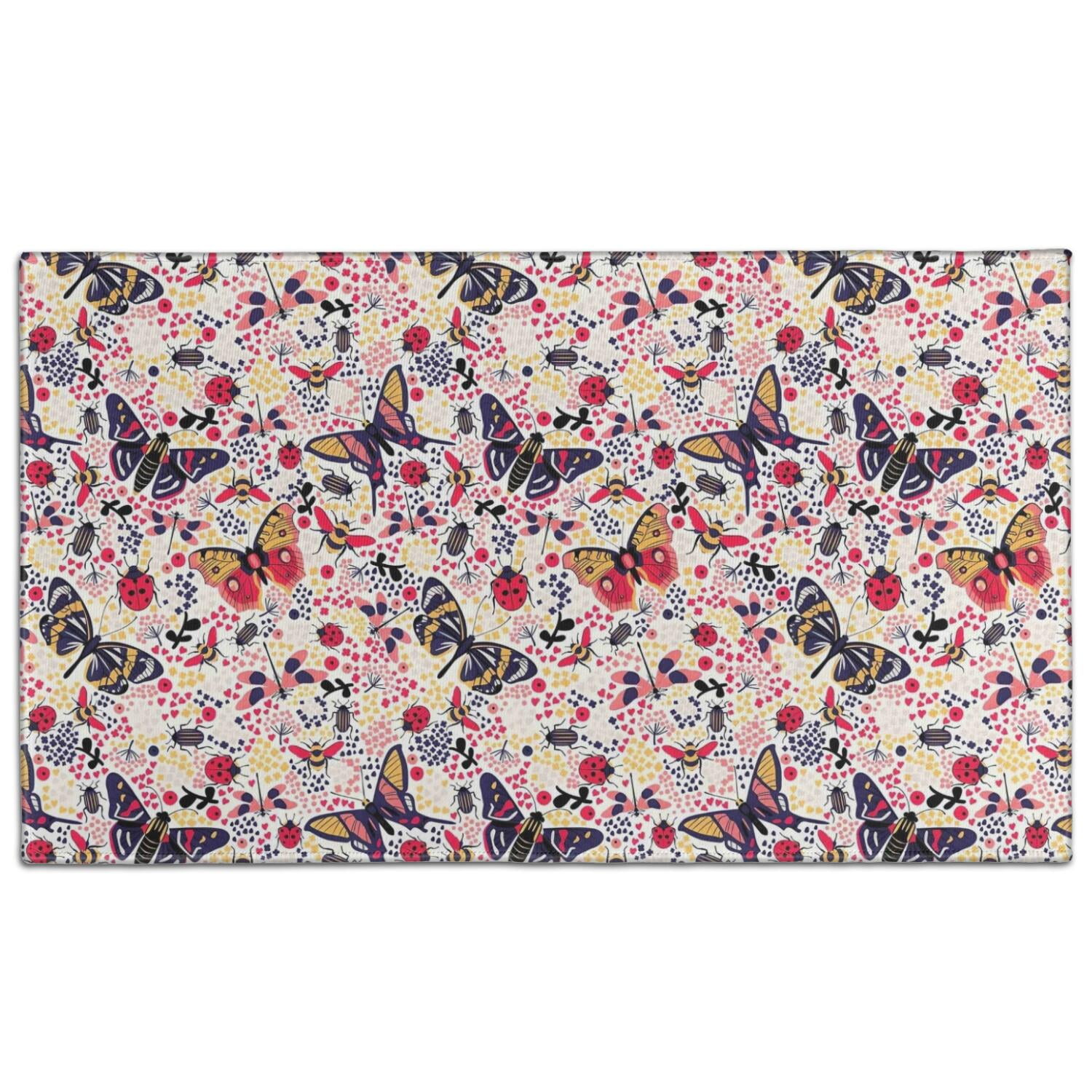 Butterfly Colorful Insect Pattern Door Rugs,Washable Non Slip Door Mats ...