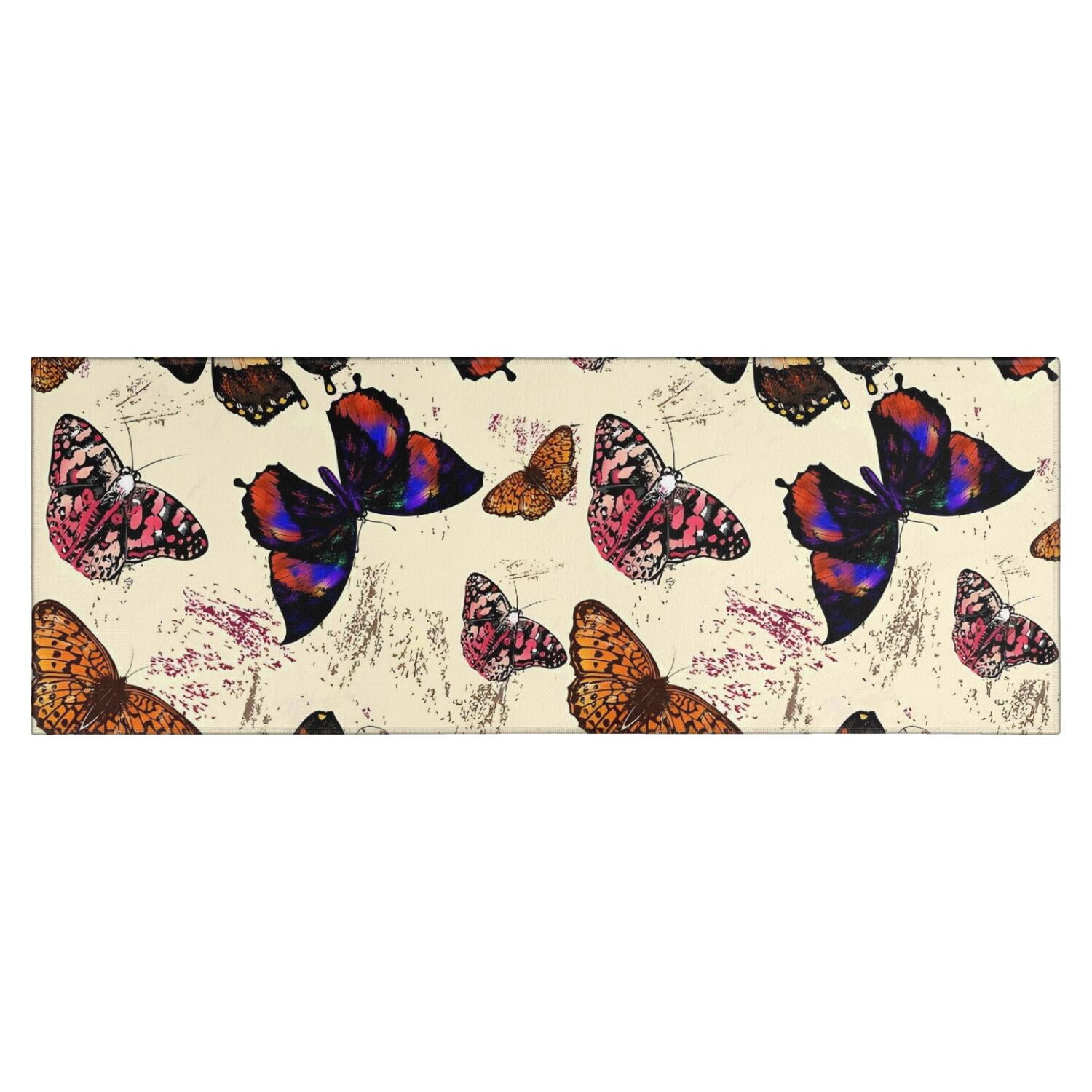 Butterfly Colorful Wing Pattern Kitchen Rug Mat,Kitchen Runner Rugs Non ...