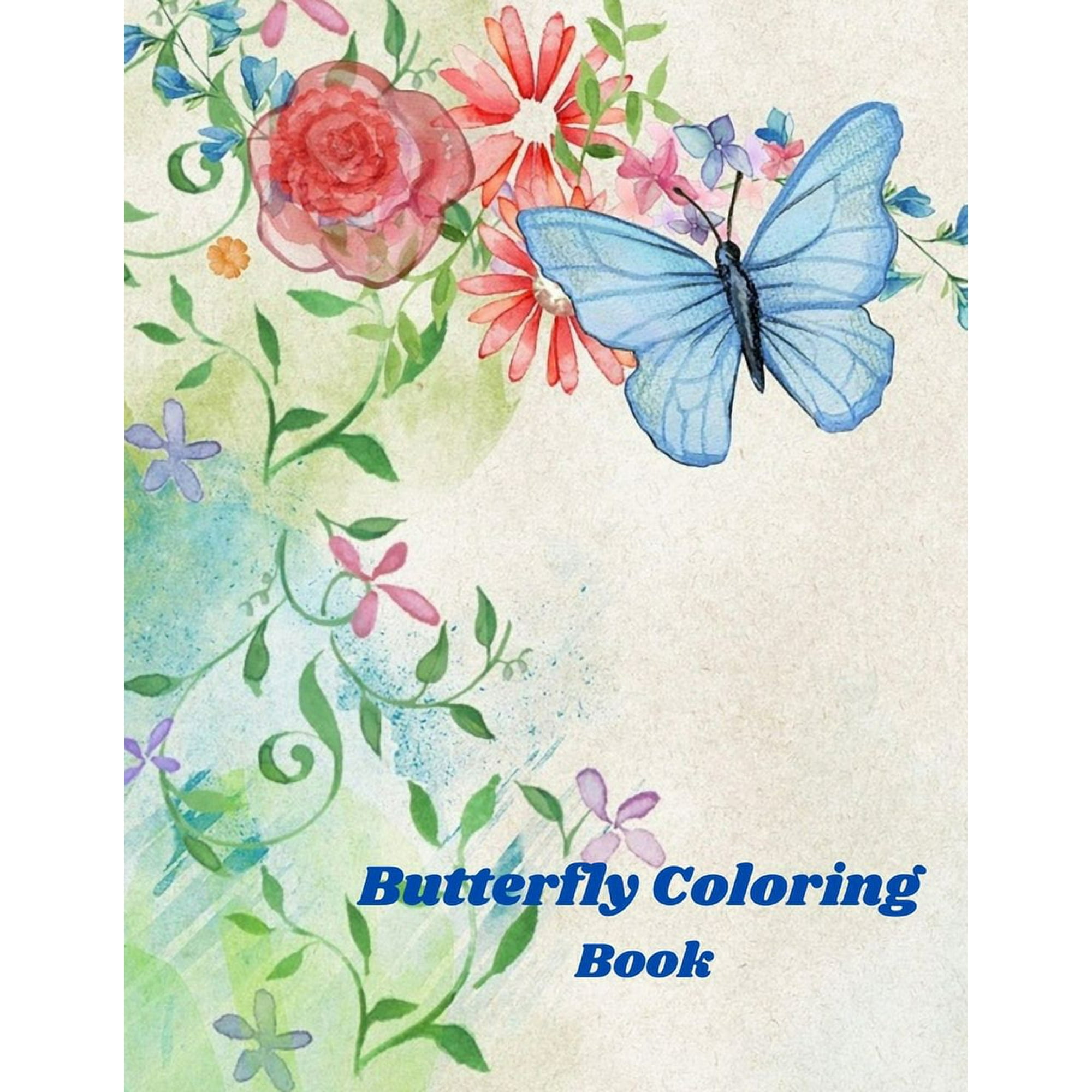 Simple Butterfly And Flower Coloring Pages