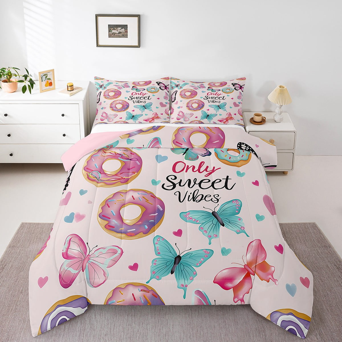 Butterfly Comforter Set Cute Animal Butterfly Bedding Sets Doughnut ...