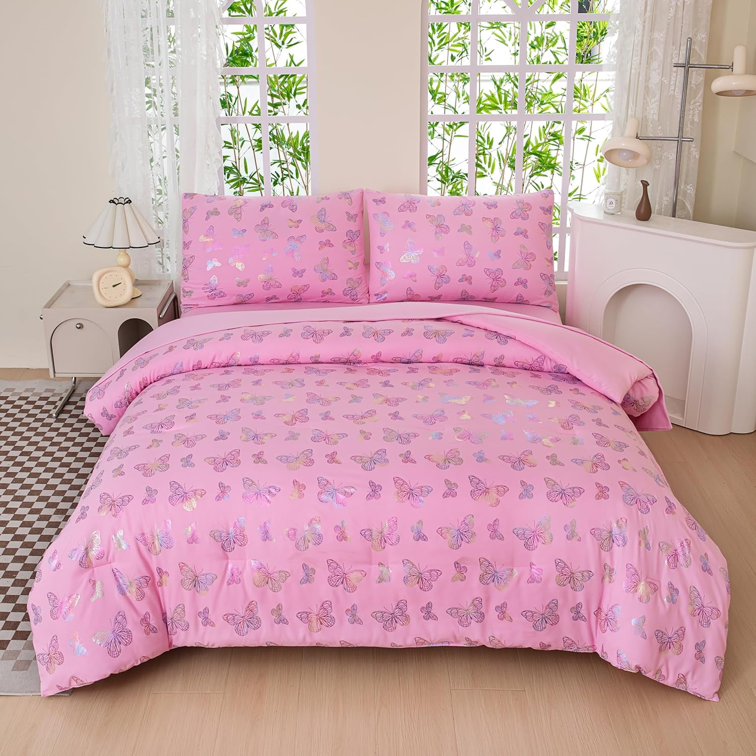 Butterfly Comforter Set Full,Pink Bedding Full,Pink Comforter Set Full ...
