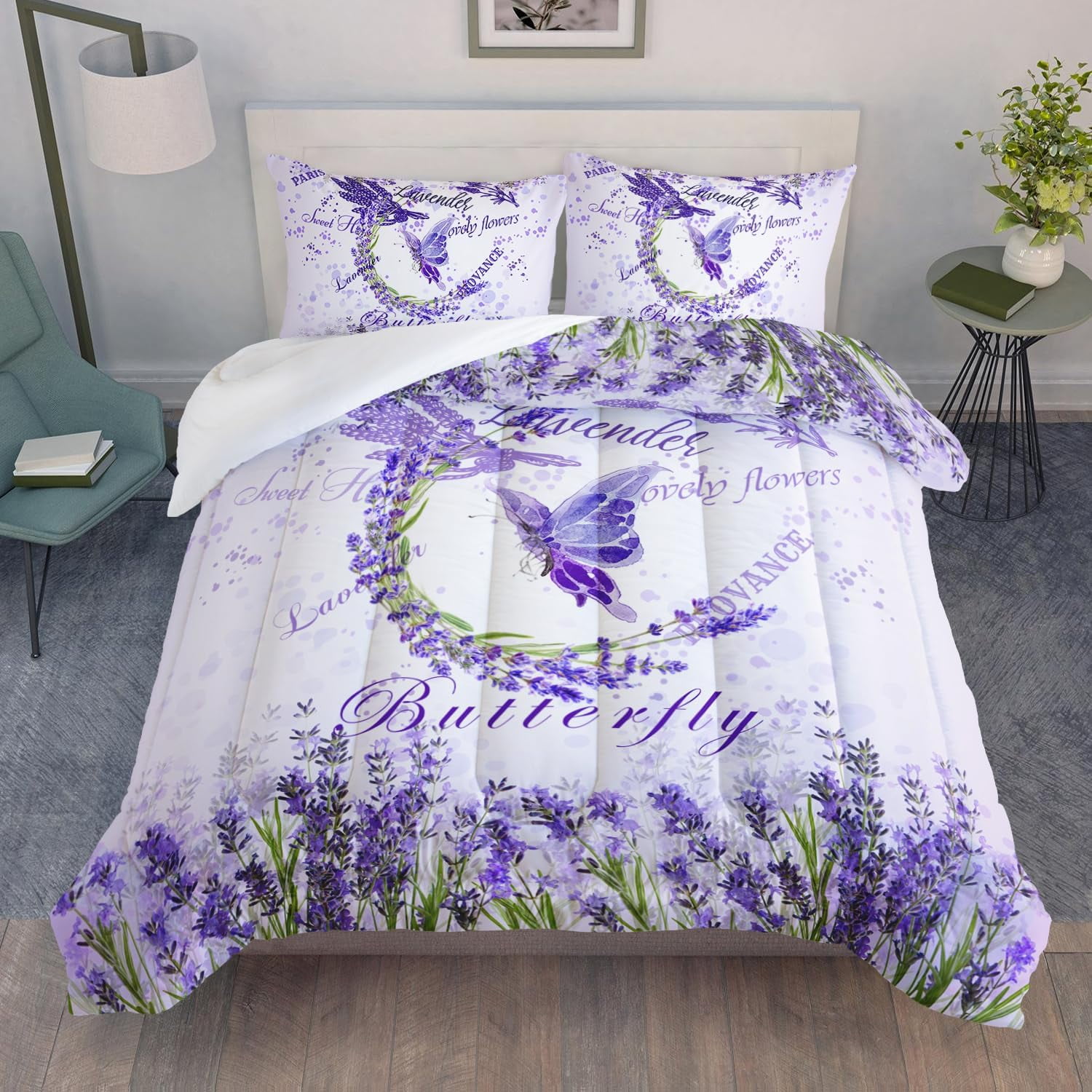 Butterfly Comforter Set Size Red Rose Butterfly 3D Print Style Bedding ...