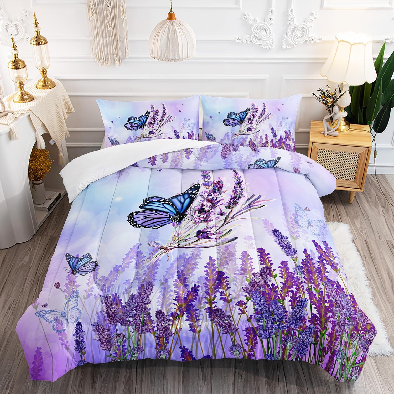 Butterfly Comforter Set Size Watercolor Butterfly Print Bedding Set ...