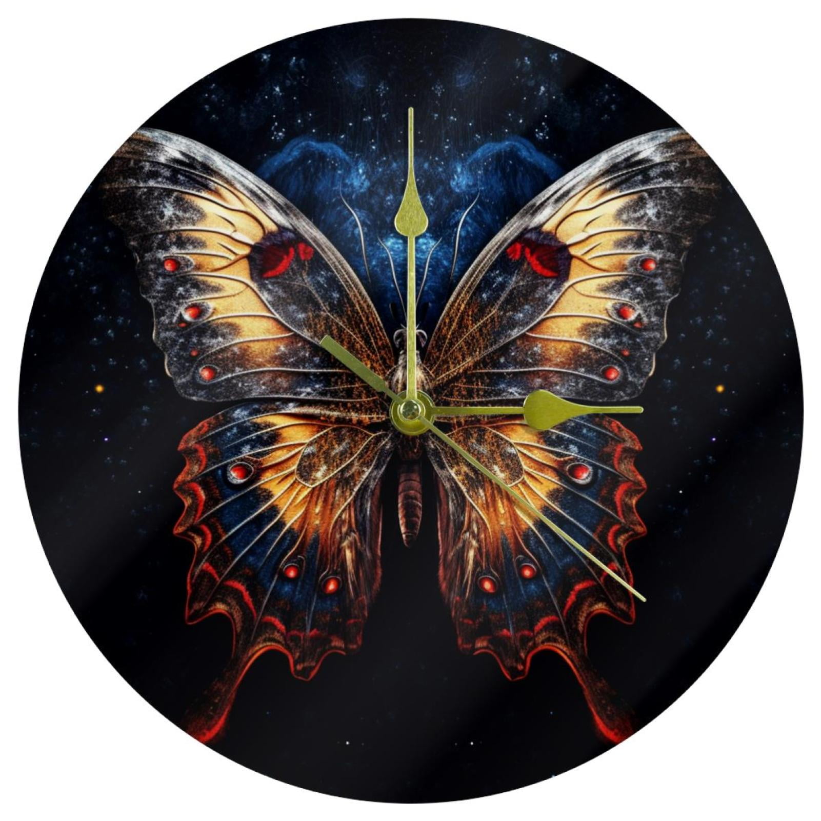 Butterfly Contemporary Acrylic Circular Wall Clock - Sleek Timepiece, Silent Sweep Movement ...