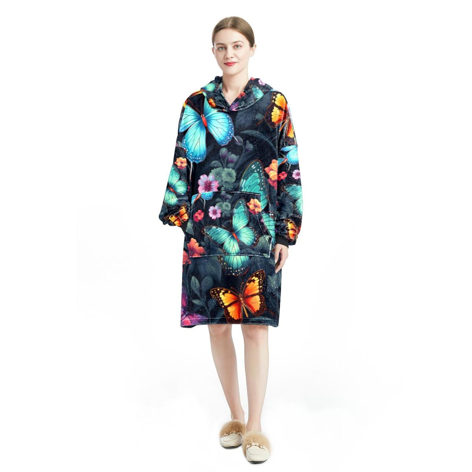 Butterfly Cozy Microfiber Polyester Sweatshirt Blanket - Ultra Soft ...