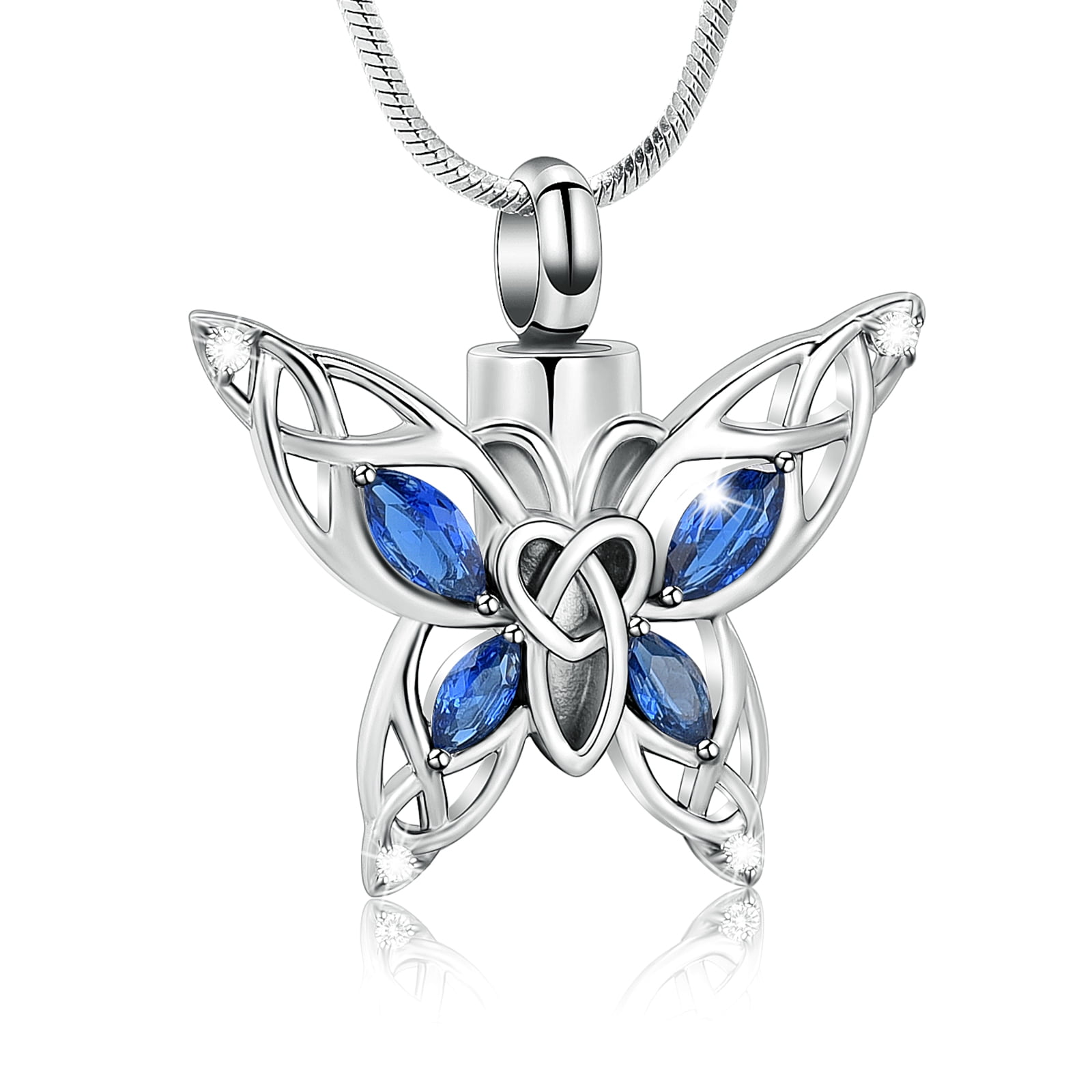 Butterfly Cremation Urn Necklace for Ashes Memorial Keepsake with CZ ...
