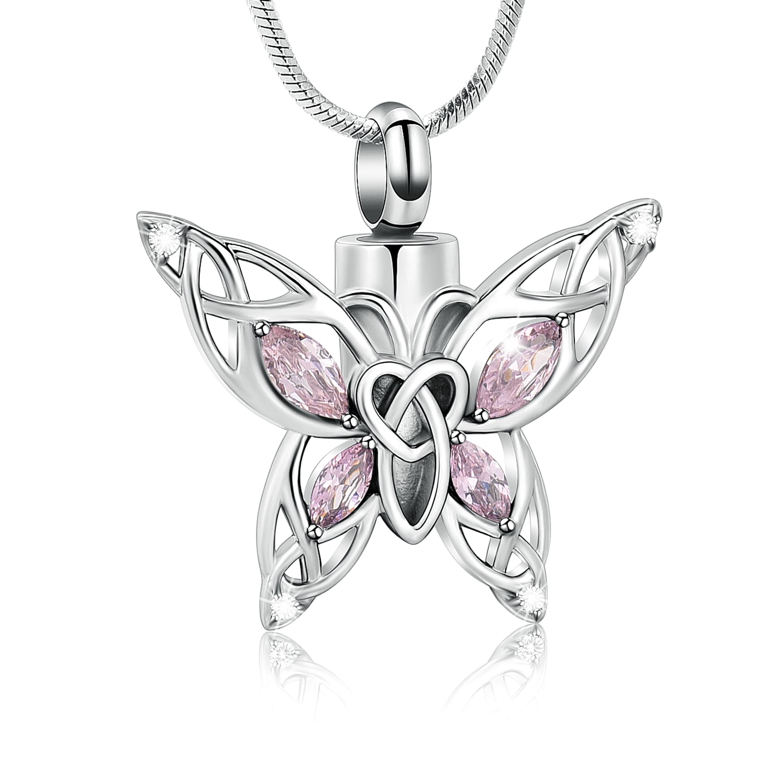 Butterfly Cremation Urn Necklace for Ashes Memorial Keepsake with CZ ...