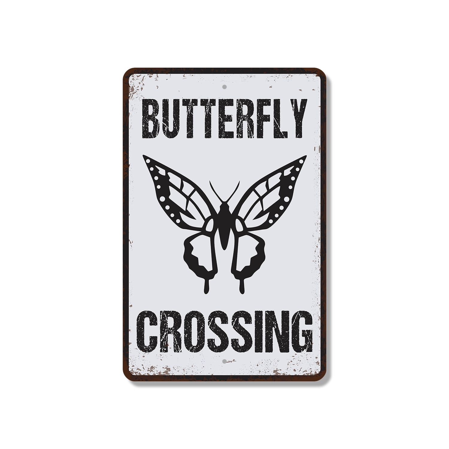 Butterfly Crossing Distressed Garden 13 Inch x 20 Inch Plastic Sign ...
