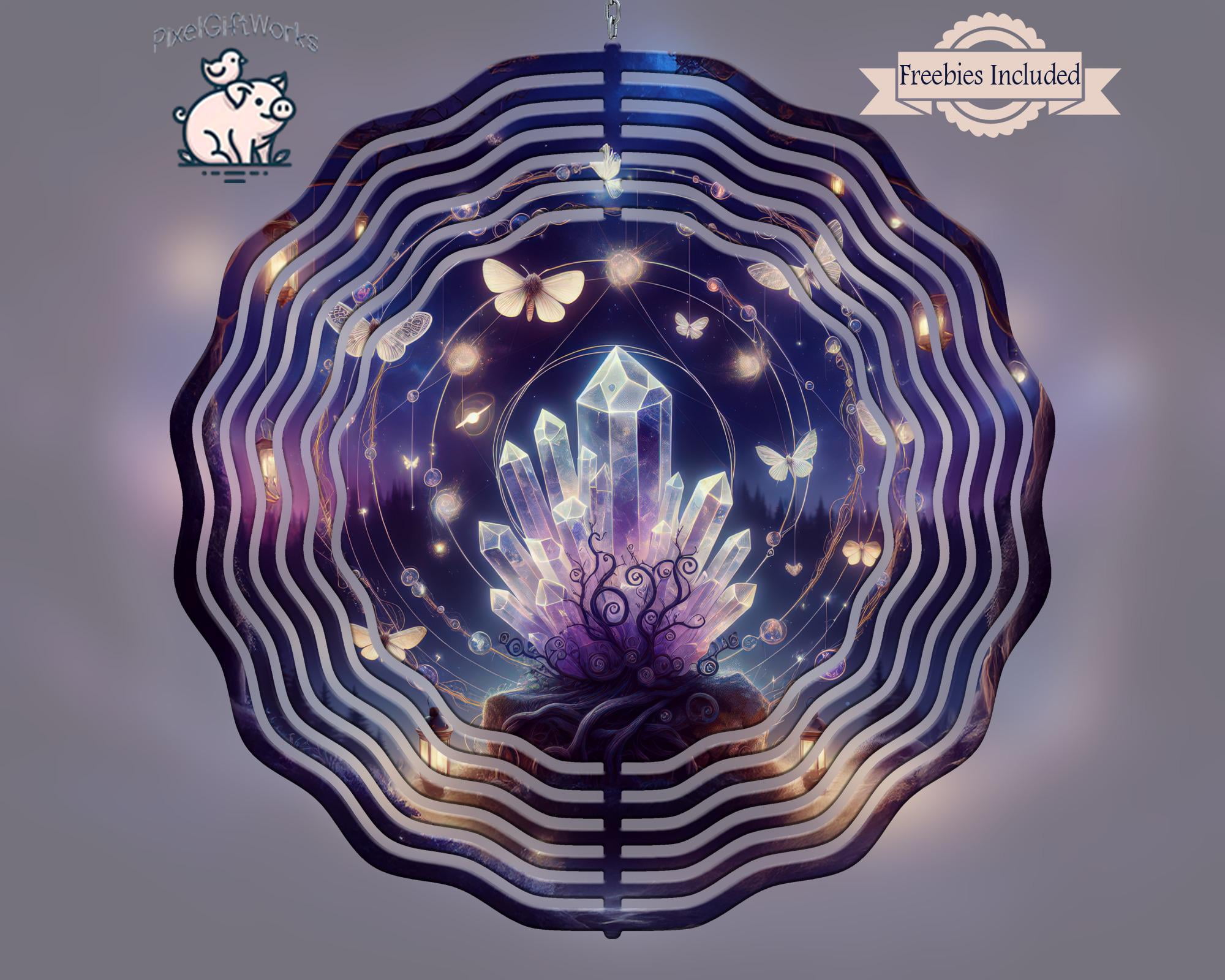 Butterfly Crystal 3D Wind Spinner Glow Kinetic Garden Outdoor Art ...