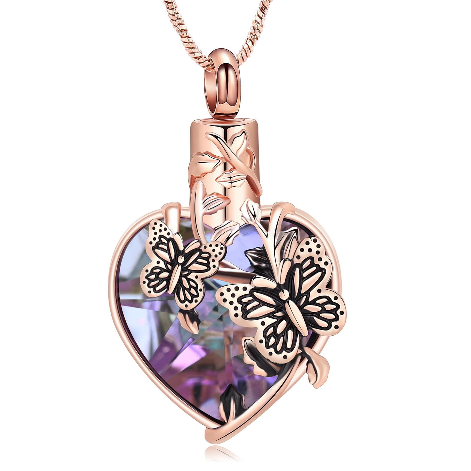 Butterfly CrystalUrn Heart Pendant Cremation Jewelry for Ashes Holder ...