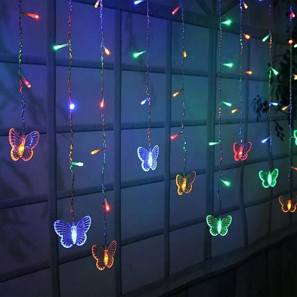 Butterfly Curtain String Lights USB Powered Colorful LED Fairy Lamps w ...