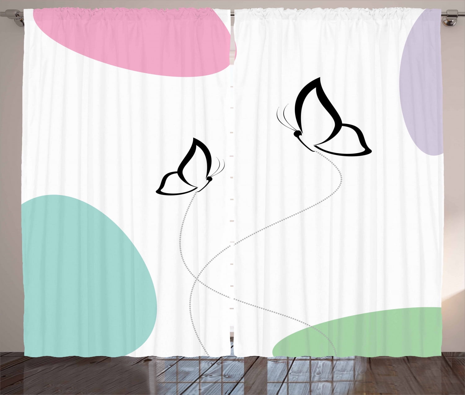 Ambesonne Butterfly Curtains 2 Panel Set, Cheerful Spring, 108" x 84 ...