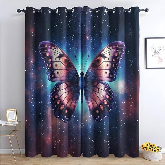 Butterfly Curtains for Bedroom Living Room, Starry Sky Blackout ...