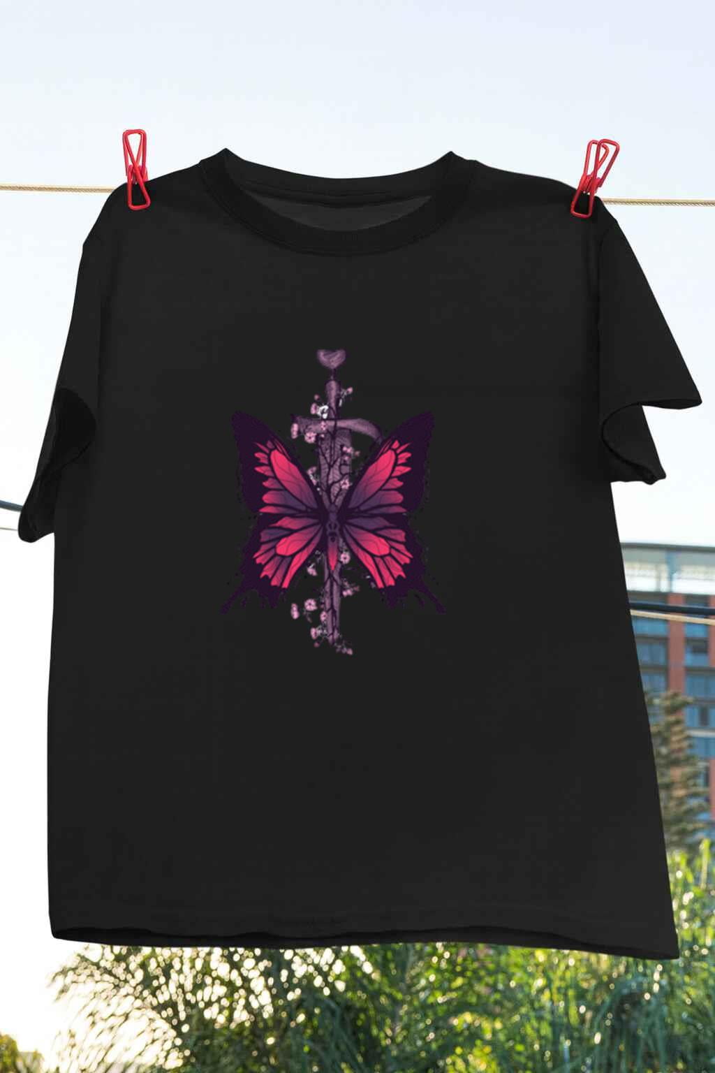 Butterfly Dagger Fantasy Insect With Sword Illustration T-Shirt up to ...