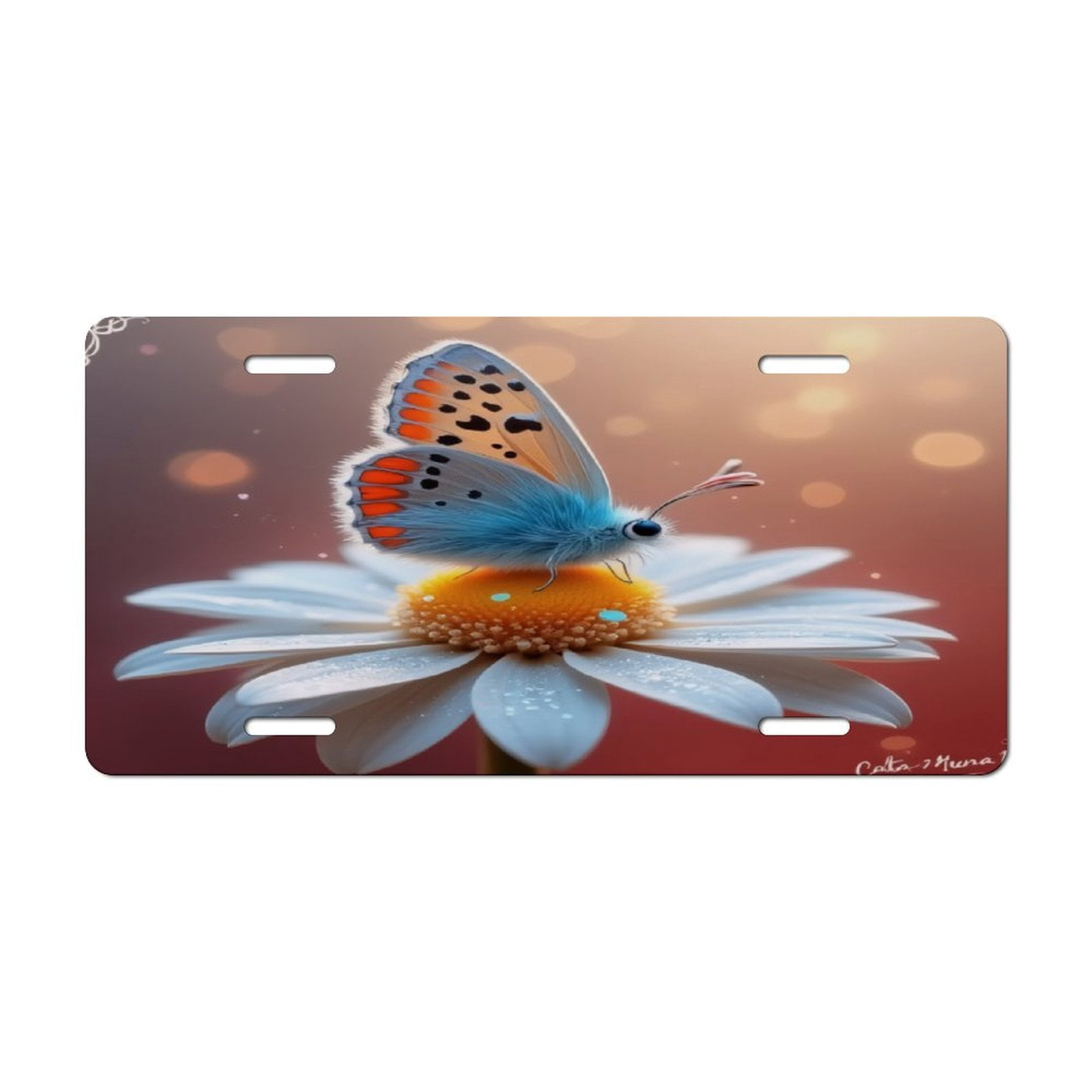 Butterfly on Daisy Flower Car Decorative Front License Plate,Vanity Tag ...