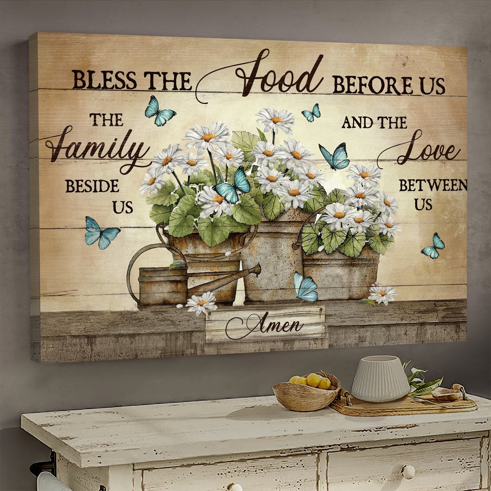 Butterfly Daisy Flower Vase Bless the food before us The family beside ...