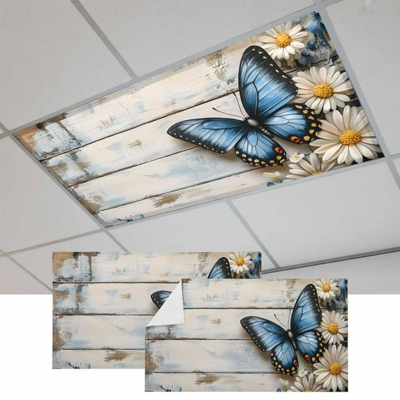 Butterfly Daisy Fluorescent Light Covers, Retro Spring Floral Flower ...