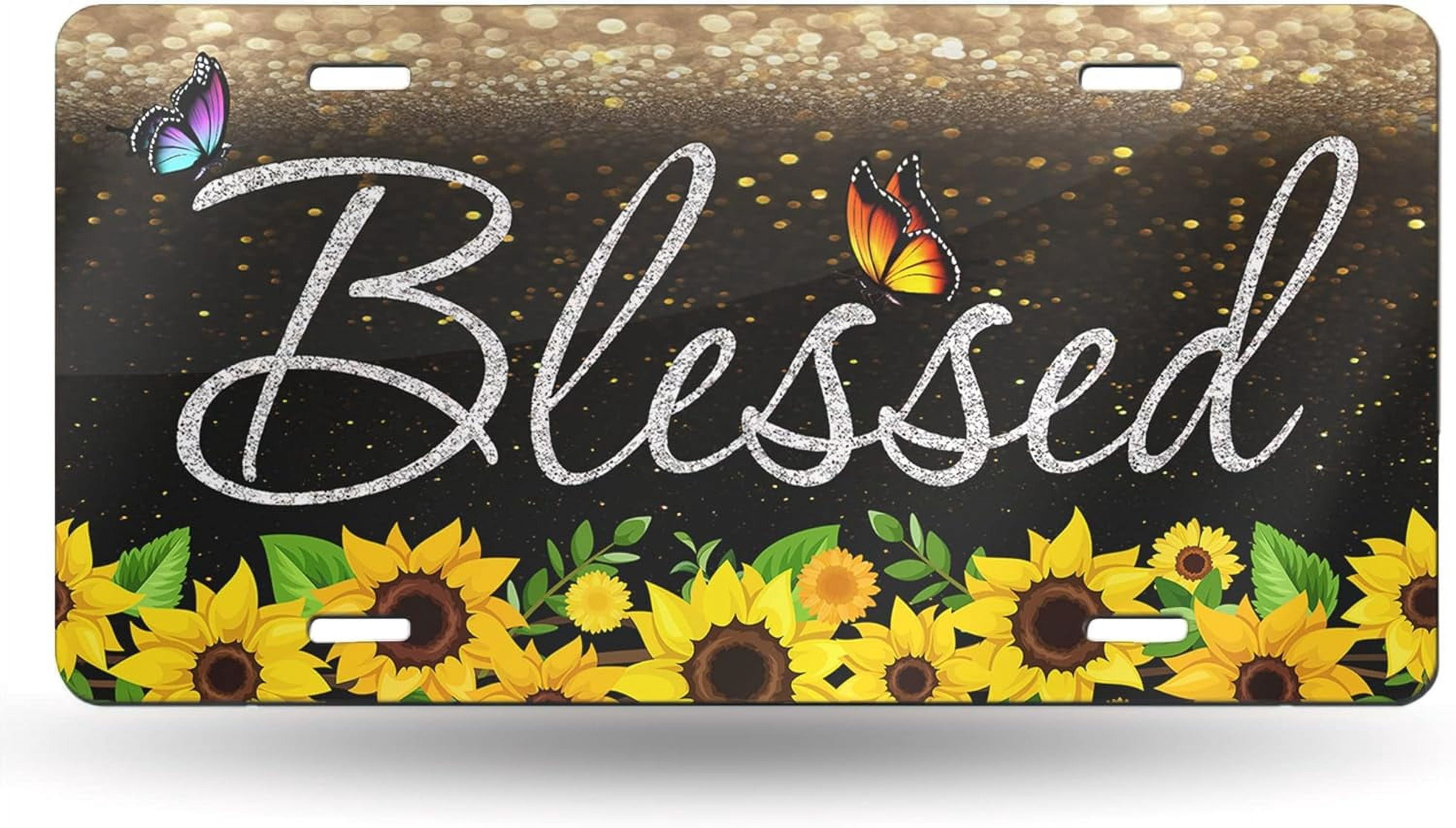 Butterfly Daisy License Plate,Funny Decorative Metal Car Front Tag ...