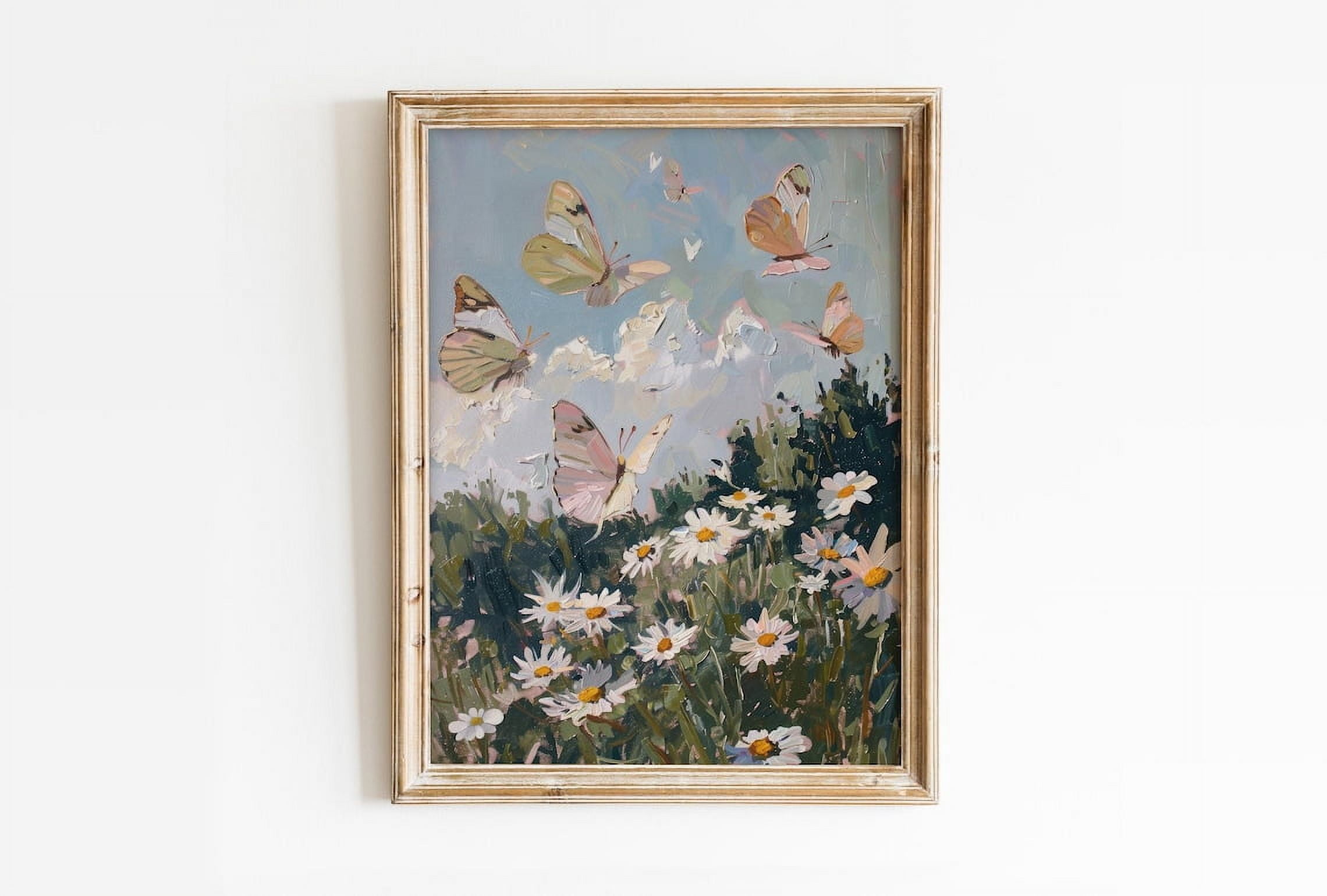 Butterfly And Daisy Wall Art, Spring Flower Poster, Girly Easter Home ...