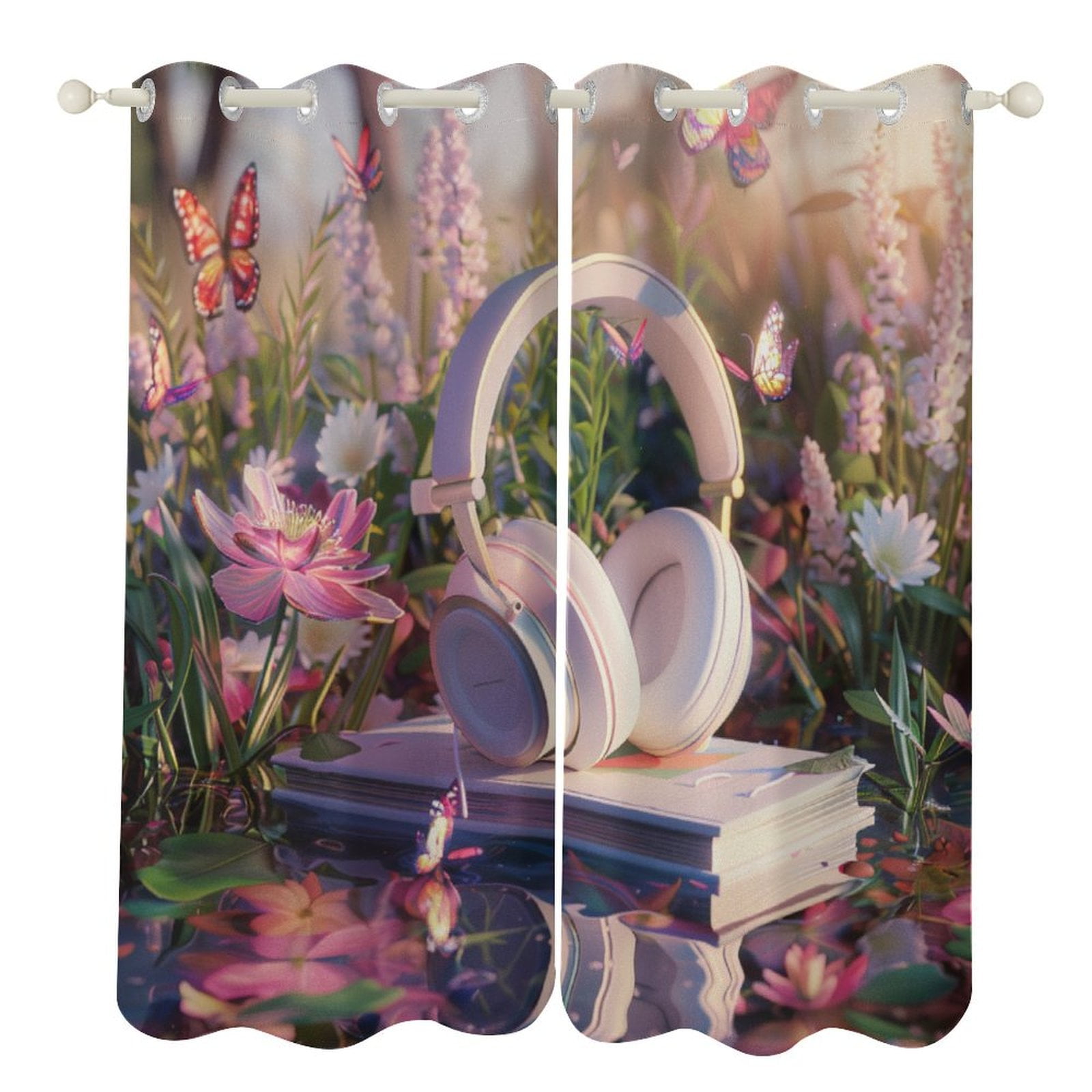 Butterfly Dancing Curtains Watercolor Theme Window Curtains Grommet ...