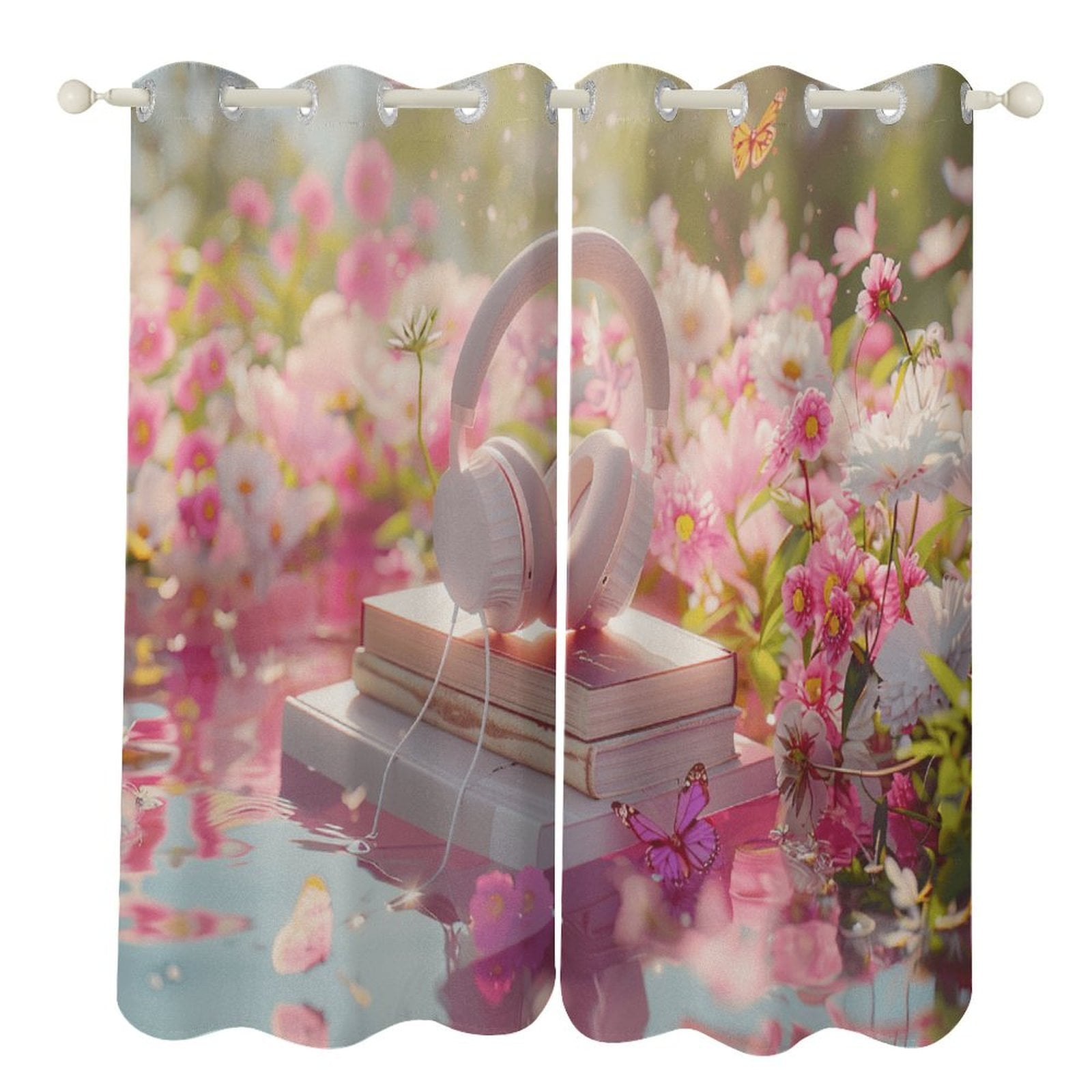 Butterfly Dancing Curtains Watercolor Theme Window Curtains Grommet ...