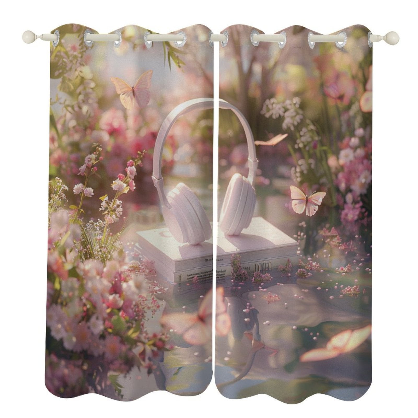 Butterfly Dancing Curtains Watercolor Theme Window Curtains Grommet ...