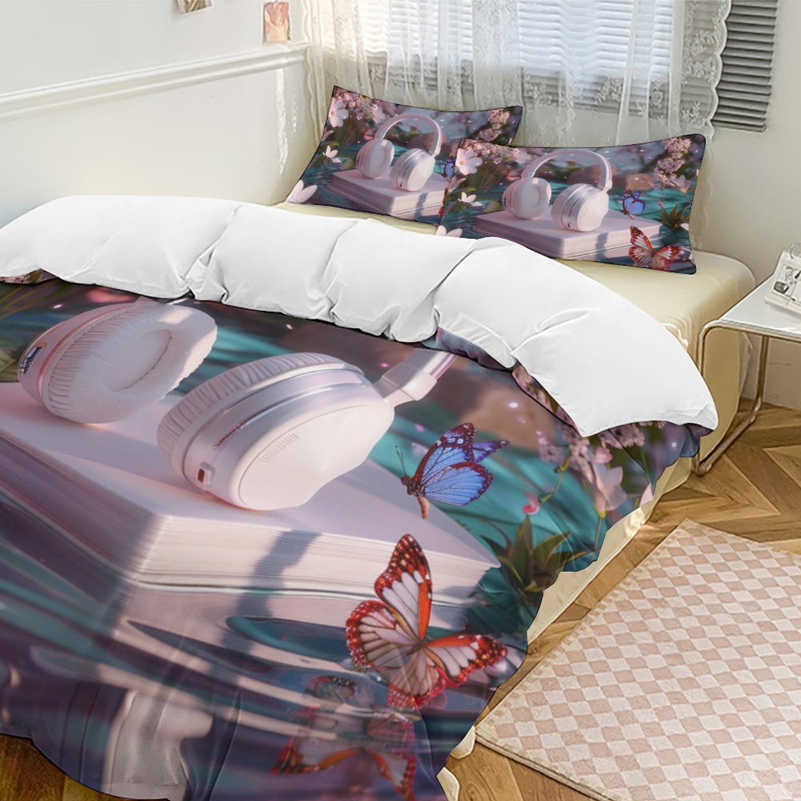 Butterfly Dancing Duvet Cover Set Themed Multicolor Polyester Bedding ...