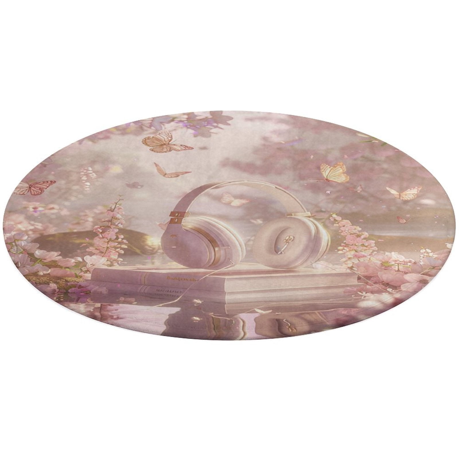 Butterfly Dancing Round Rugs -Washable Non-Slip Small Round Area Rug ...