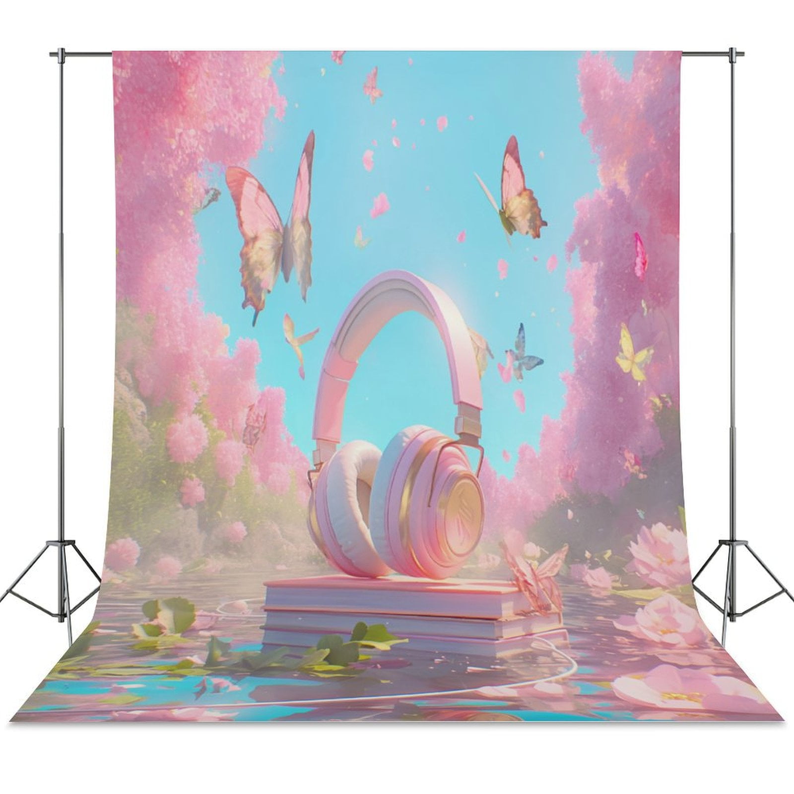 Butterfly Dancing Spring Wall Backdrop Background Floral Backdrops ...