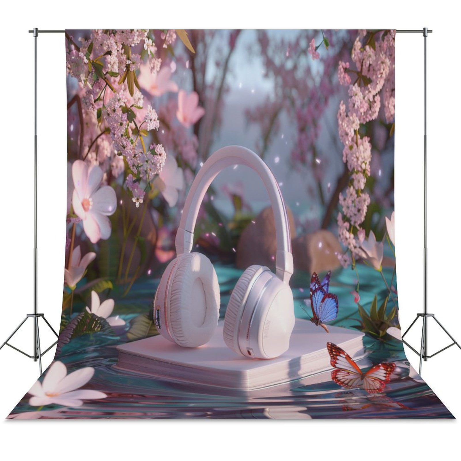 Butterfly Dancing Spring Wall Backdrop Background Floral Backdrops ...