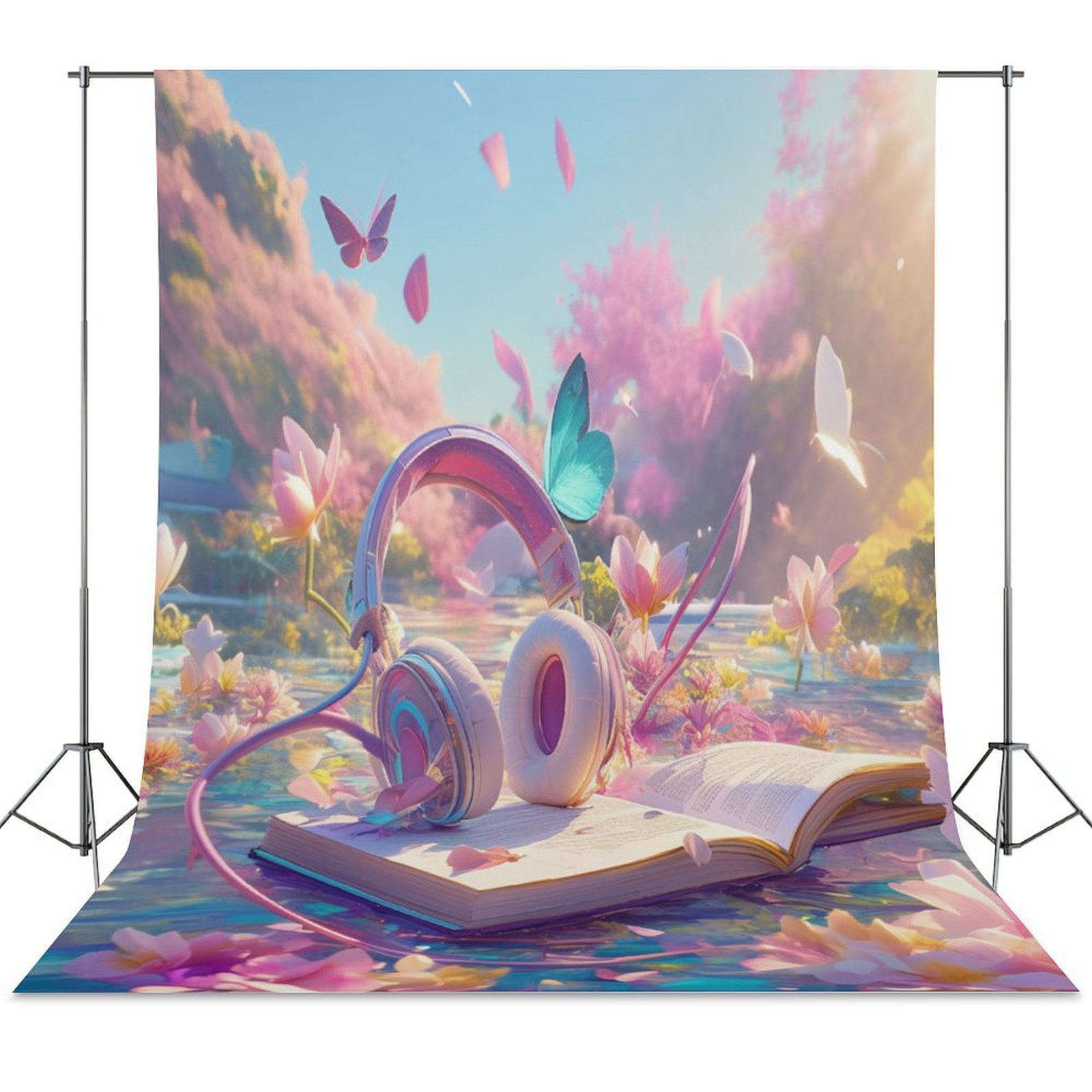 Butterfly Dancing Spring Wall Backdrop Background Floral Backdrops ...