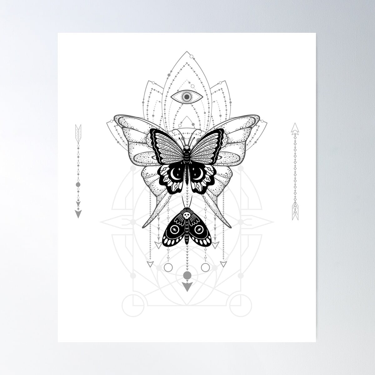 Butterfly Death Eye Spell Diagram Poster Wall Art, Modern Wall Decor ...
