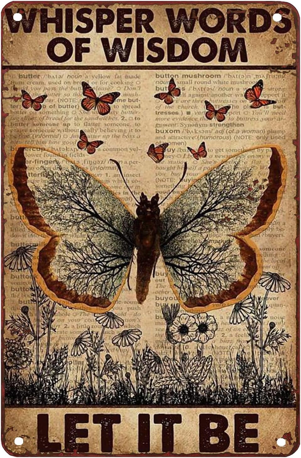 Butterfly Decor for Wall Butterfly Hippie Girl Whisper Words of Wisdom ...