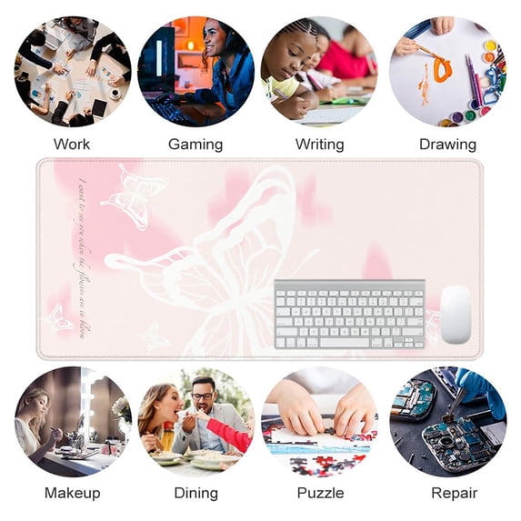 Butterfly Design Mouse Pad 31.5 x 11.82 inches Rubber Desk Mat for ...