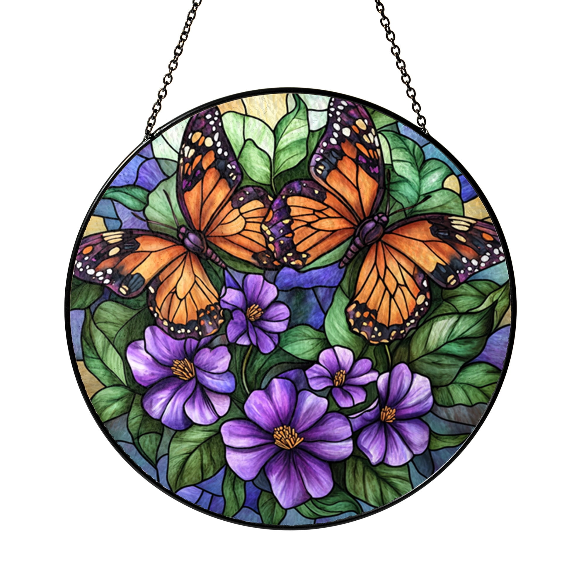 Butterfly Design Stained Glass Window Hanging – Decorative Sun Catcher ...