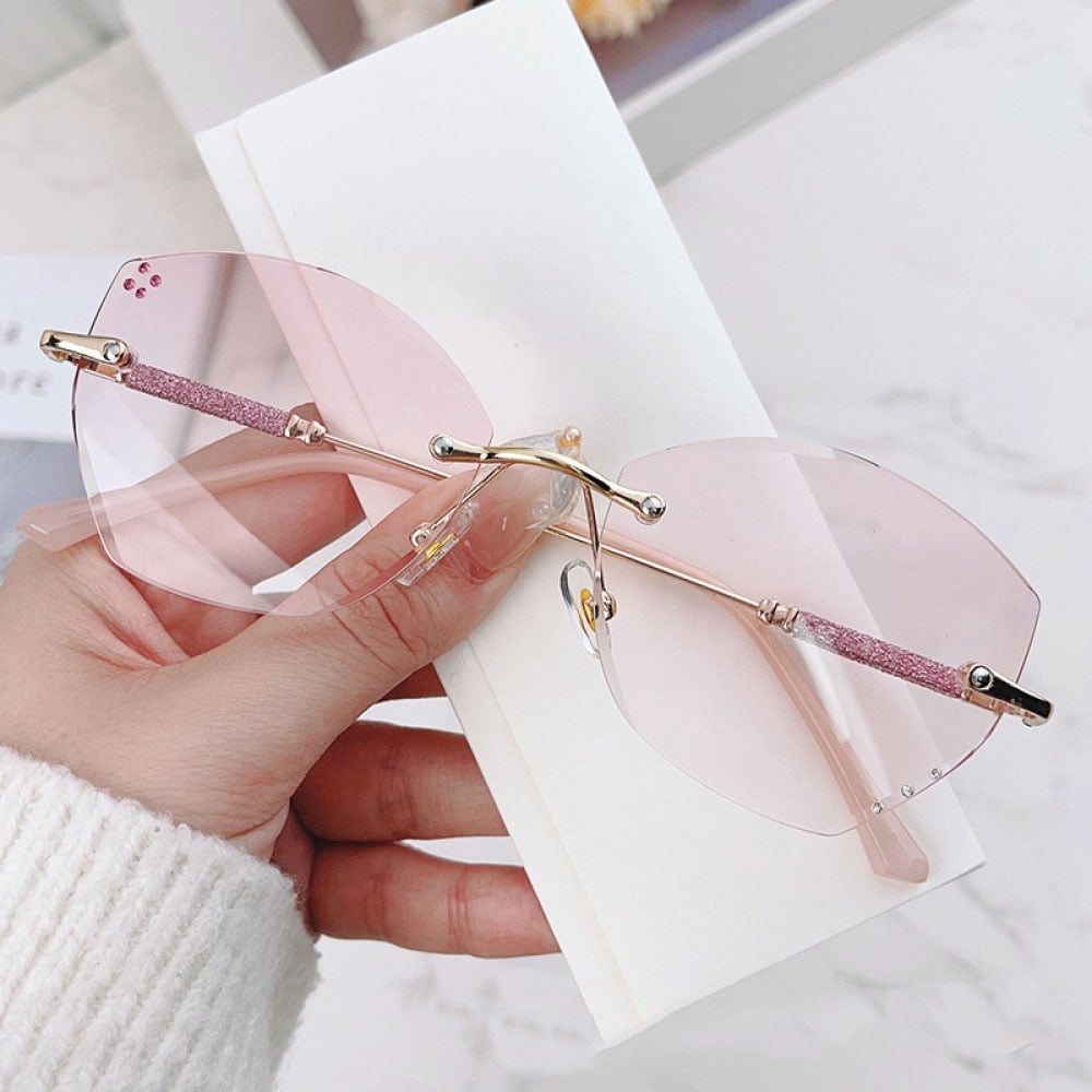 Butterfly Diamond Gold Reading Glasses 1.50 Gradient Pink Frameless ...
