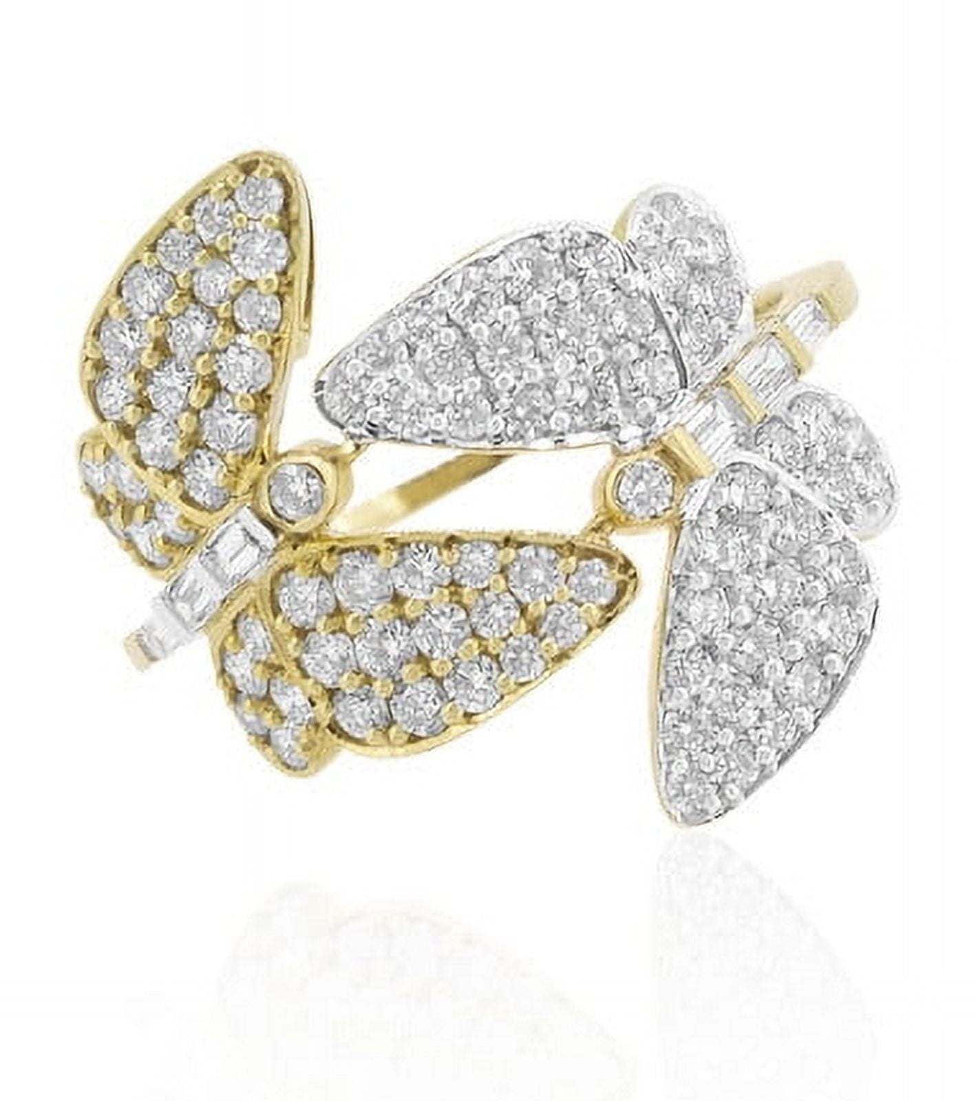 Butterfly Diamond Ring, 14K Solid Gold, IGI Certified, Dual Color ...