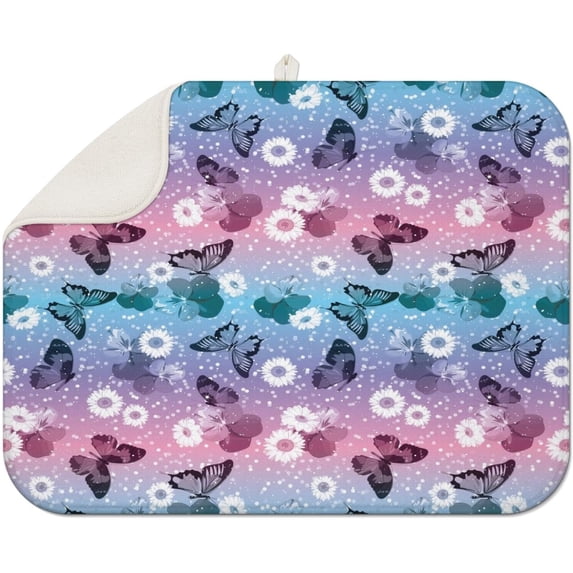 Butterfly Dish Drying Mat for Kitchen Counter Fast Absorbent Microfiber ...