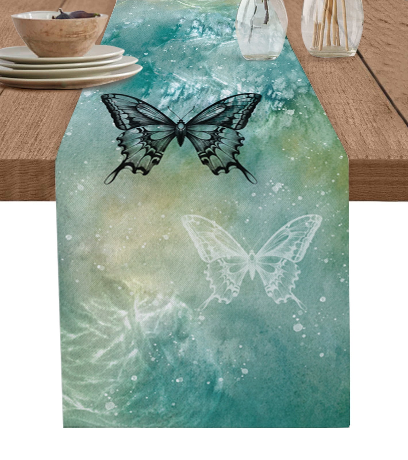 Butterfly Dot Gradient Wings Table Runner Printed Coffee Tablecloth ...