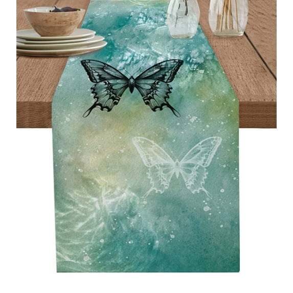 Butterfly Dot Gradient Wings Table Runner for Dining Table Wedding r ...