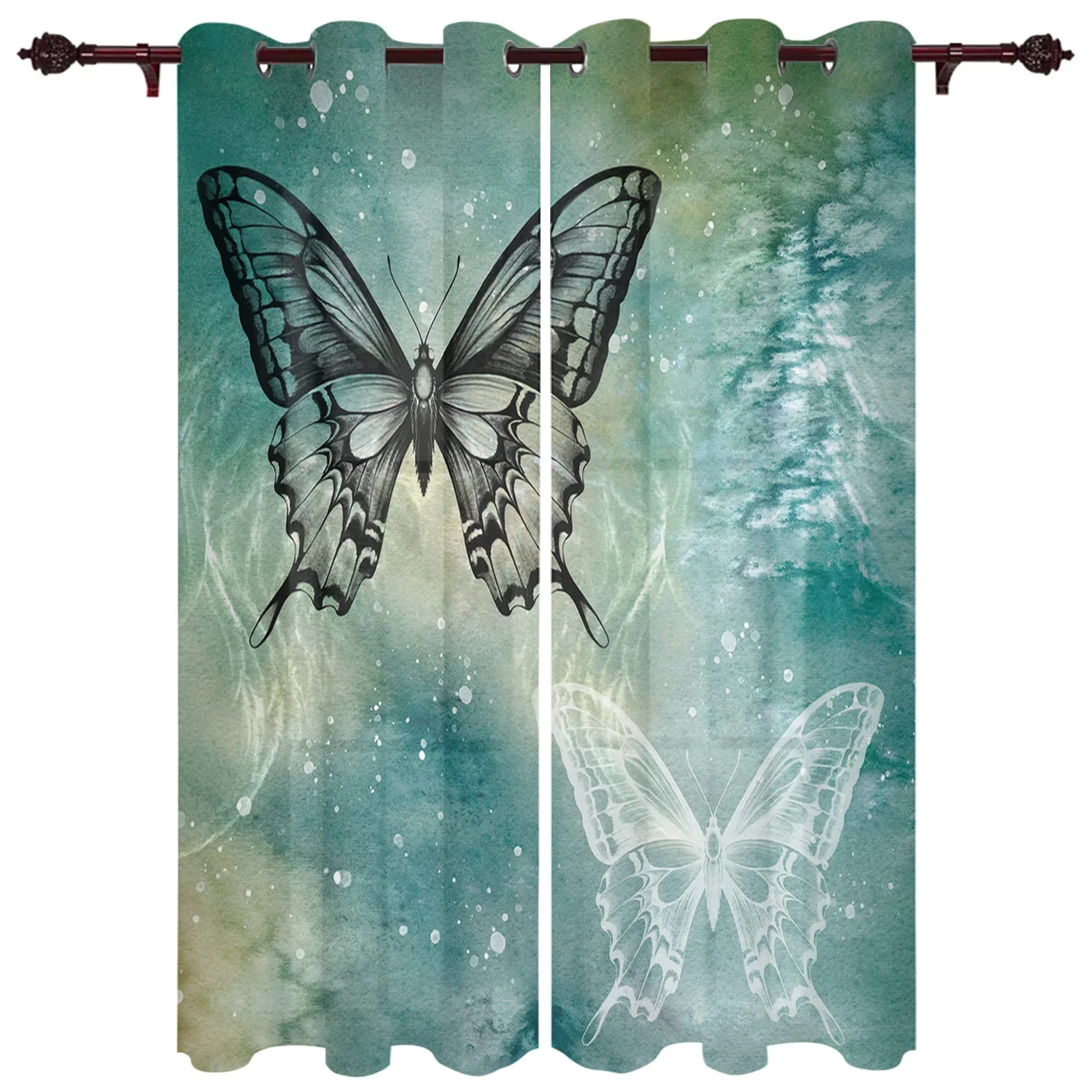 Butterfly Dots Gradient Curtains for Bedroom Living Room Window Curtain ...