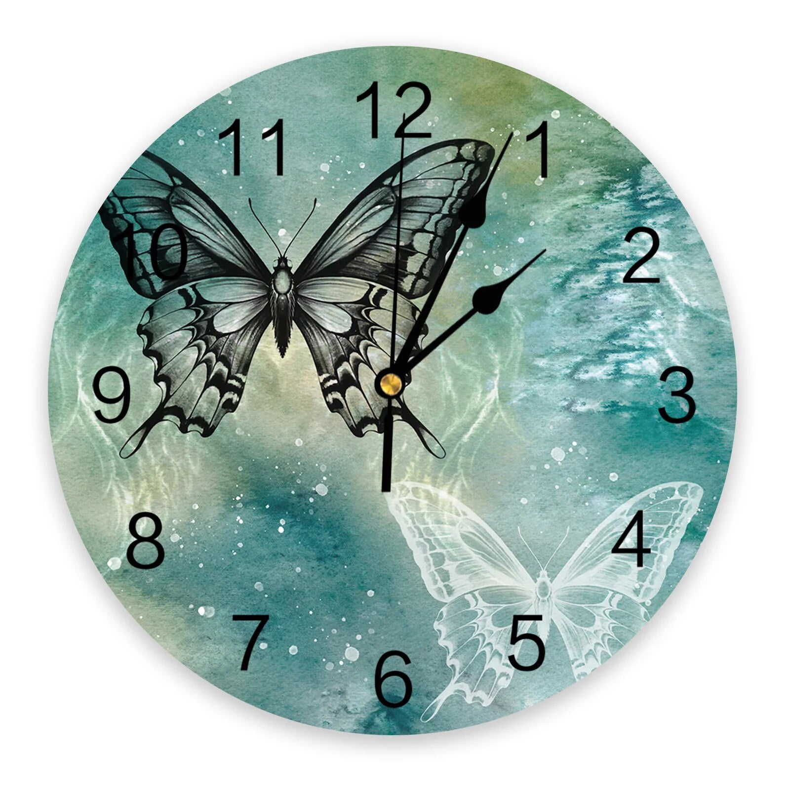 Butterfly Dots Gradient Wall Clock Large Modern Kitchen Dinning Round ...