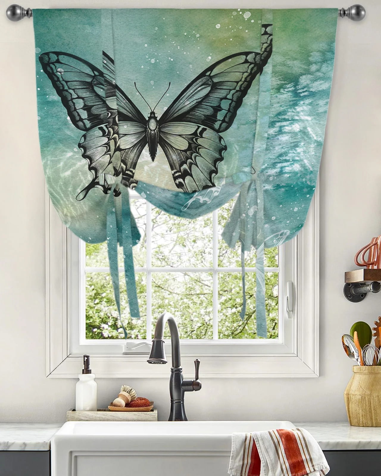 Butterfly Dots Gradient Window Curtain for Living Room Home r Roman ...