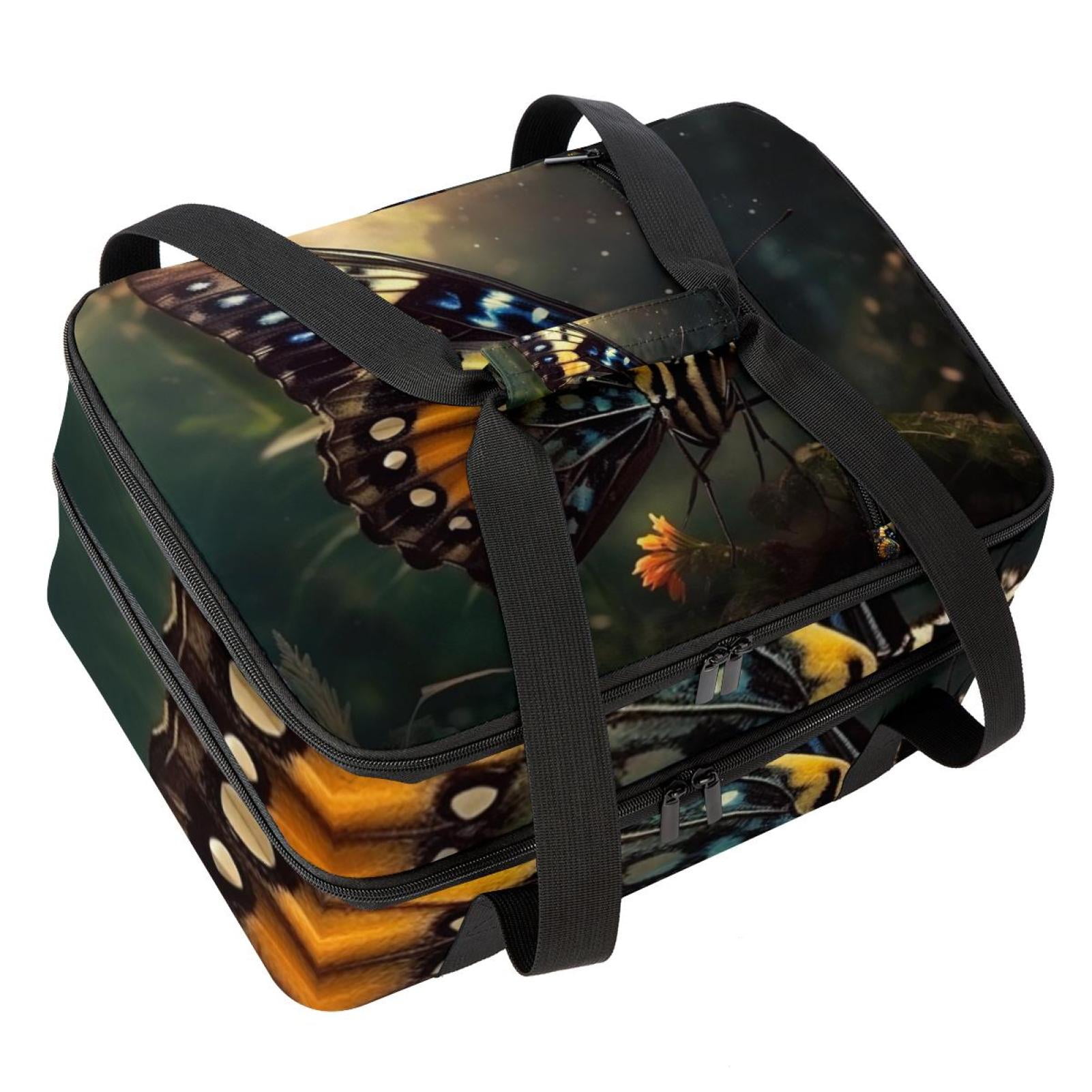 Butterfly Double Layered Insulated Lunch Bag with Two Compartments ...