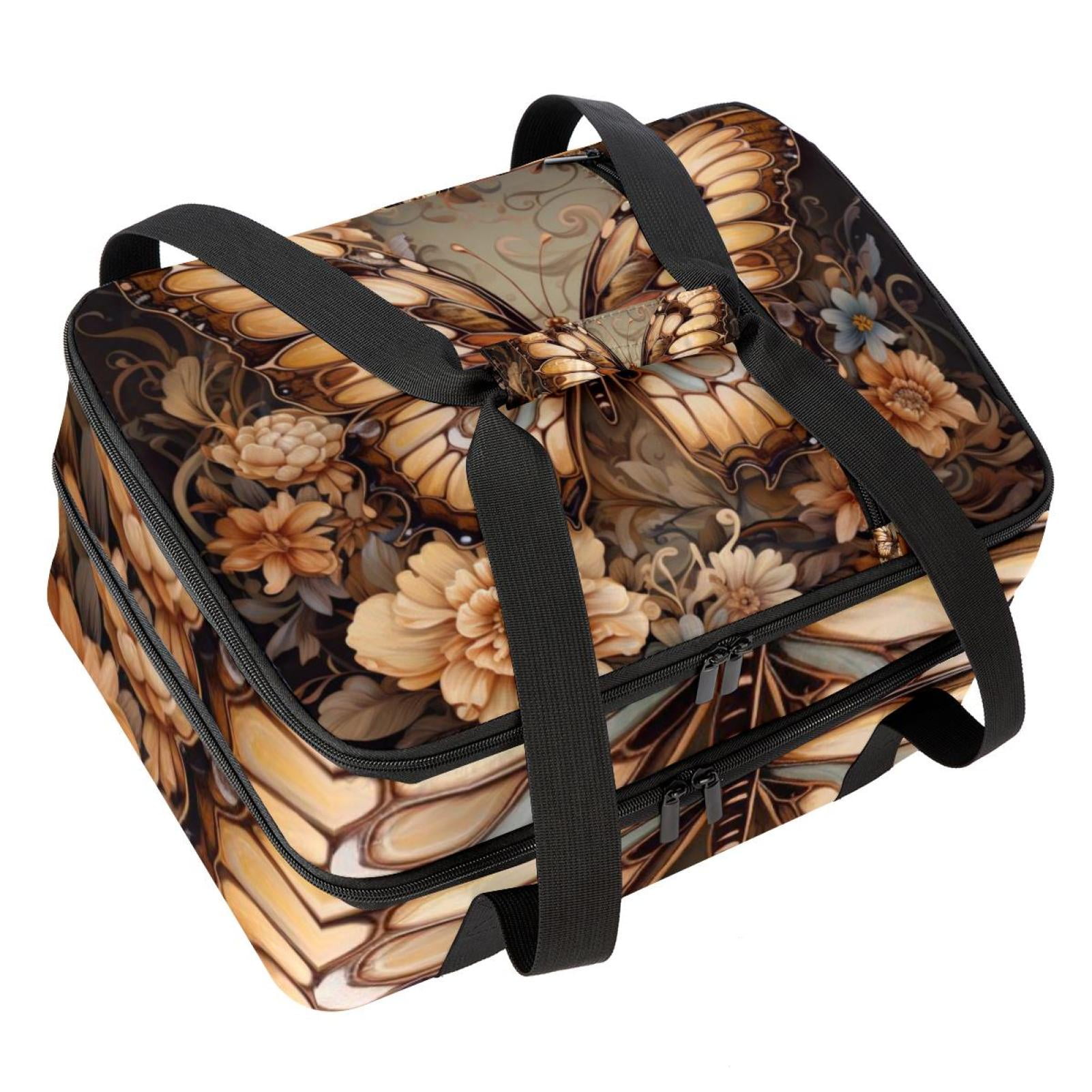 Butterfly Double Layered Insulated Lunch Bag with Two Compartments ...
